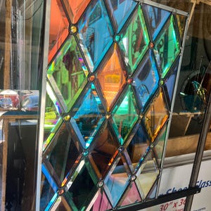 4” X 7” Dichroic Diamond Bevel , Jewel , Colored Glass,rainbow ...