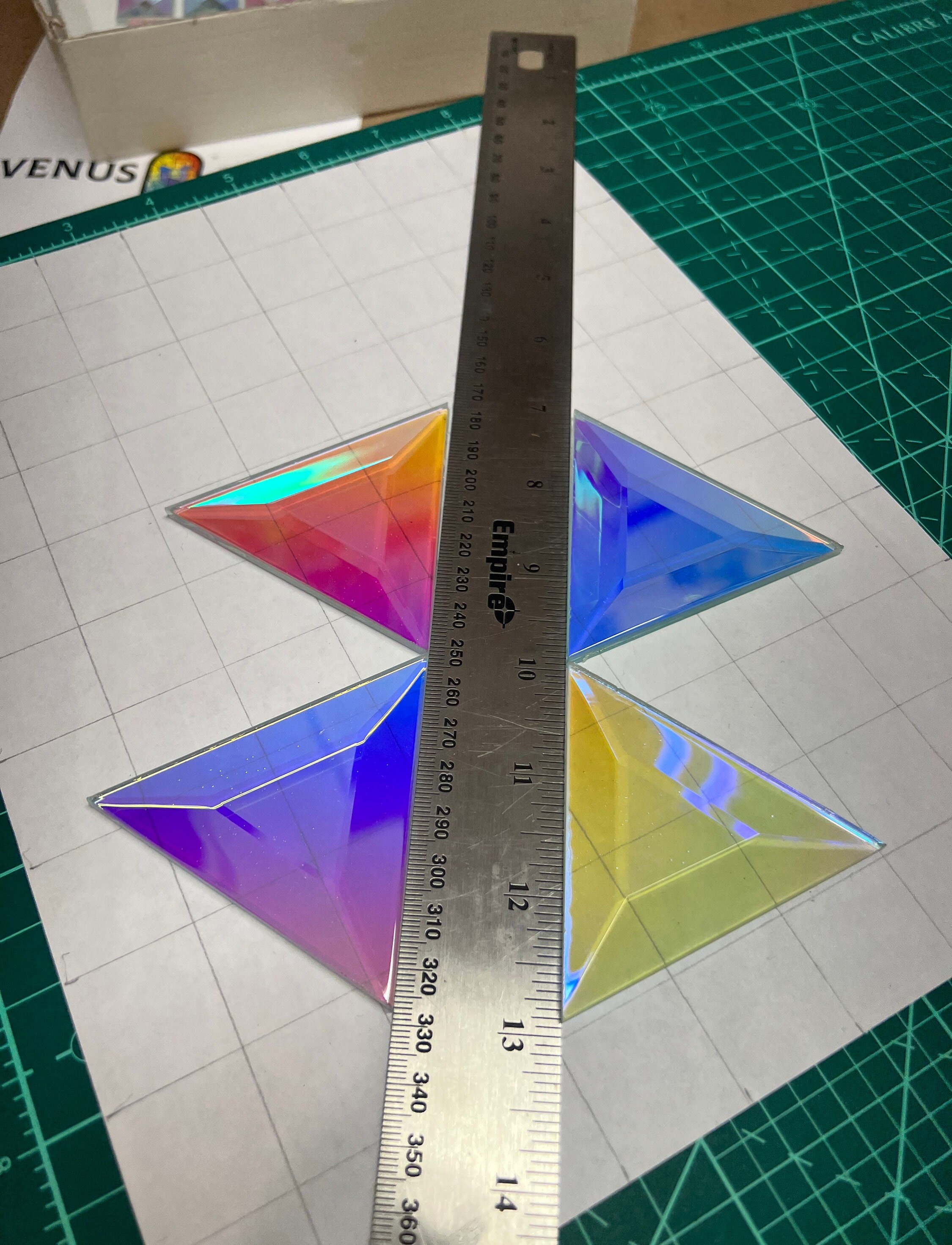 3 Dichroic Triangle Bevel Rainbow Faceted Stained Glass Jewel - Etsy