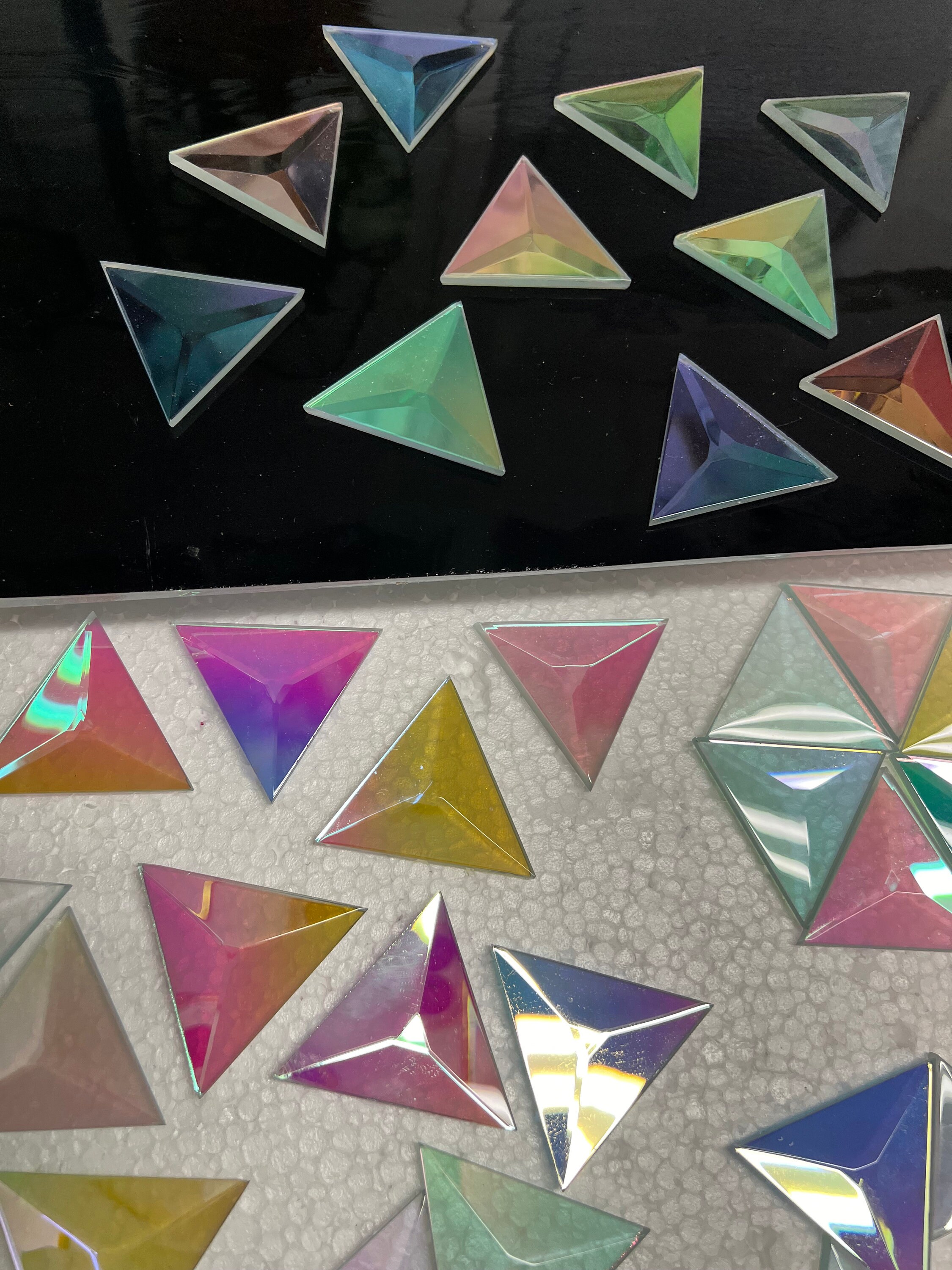 Dichroic Triangle 2”x2”x2” Bevel Glass Stained Jewel Gems - Etsy