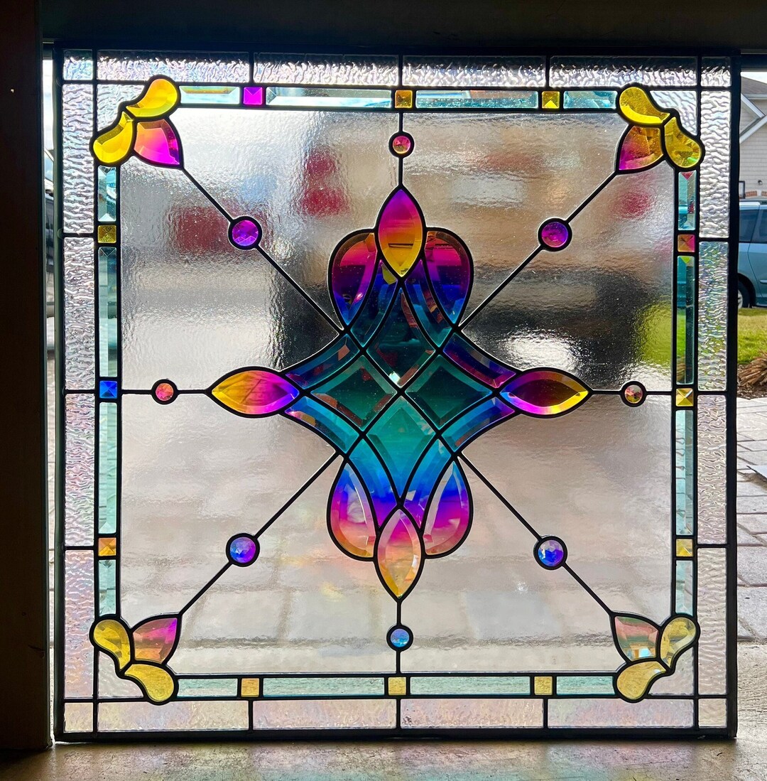Dichroic Magical Rainbow Stained Glass Window Bevel Panel - Etsy