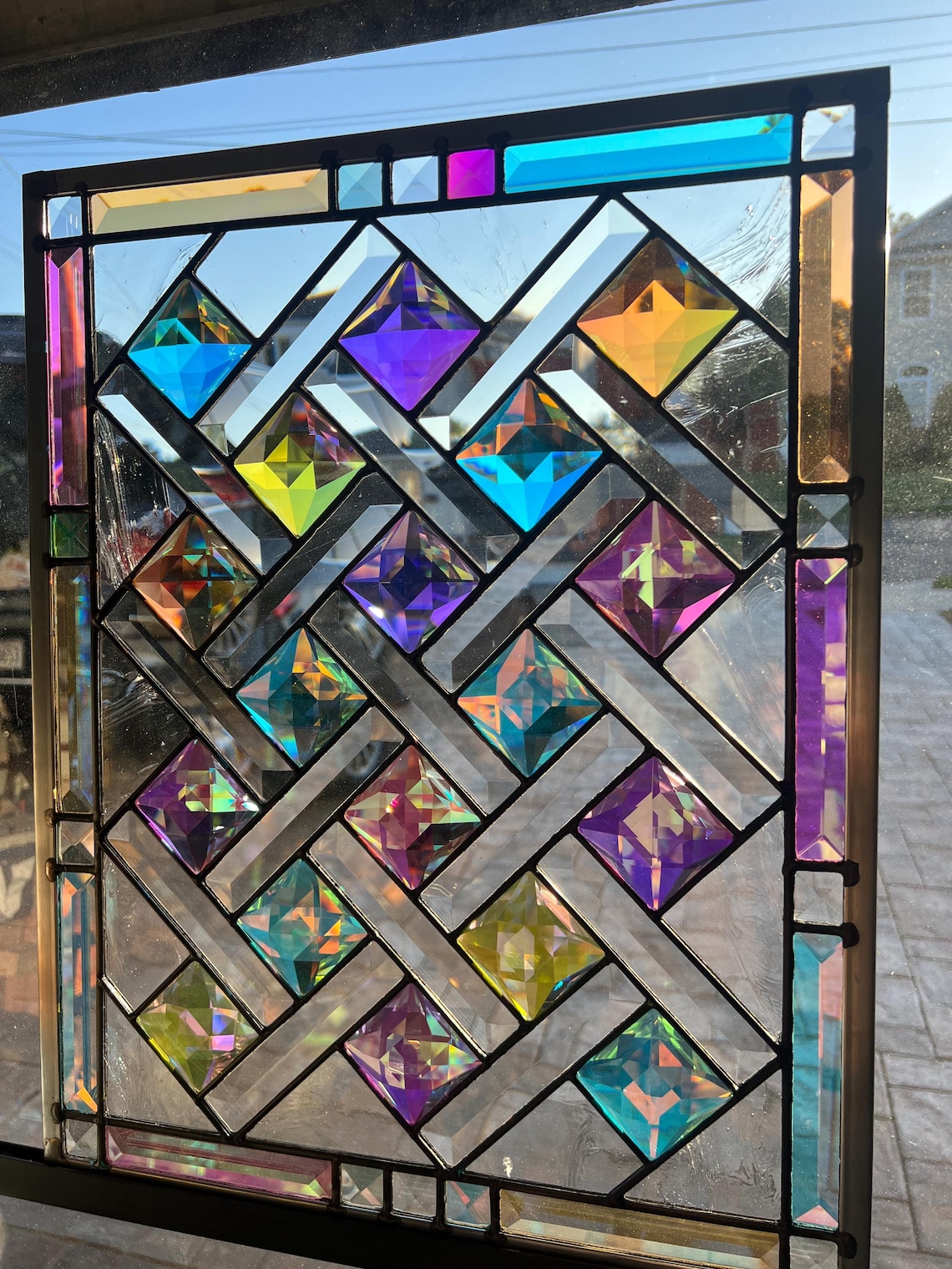 Dichroic Bevels and Jewels Stained Glass Window - Etsy