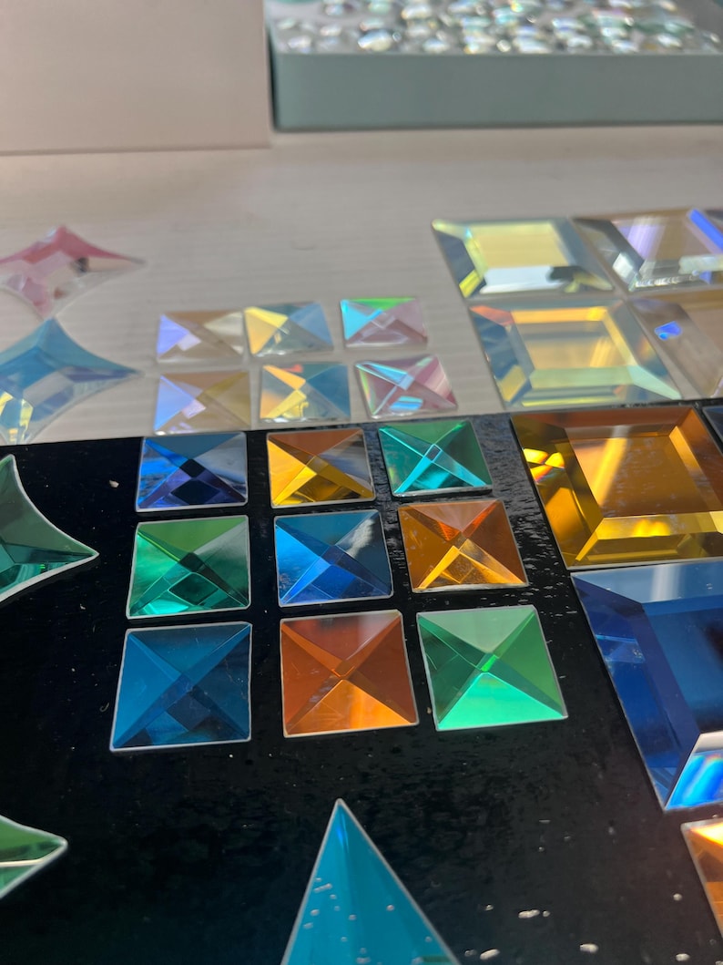 1” Dichroic Square Bevel , Jewel , Stained Glass - Etsy