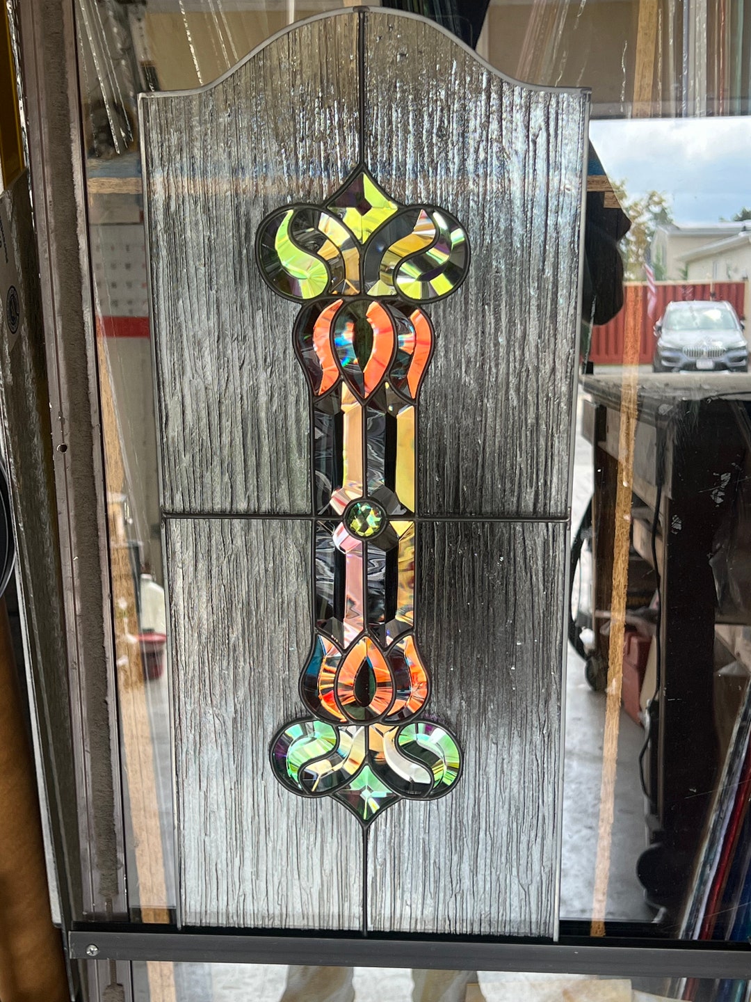 Dichroic Stained Glass Tulip Hanging Leaded Panel Cabinet Insert - Etsy