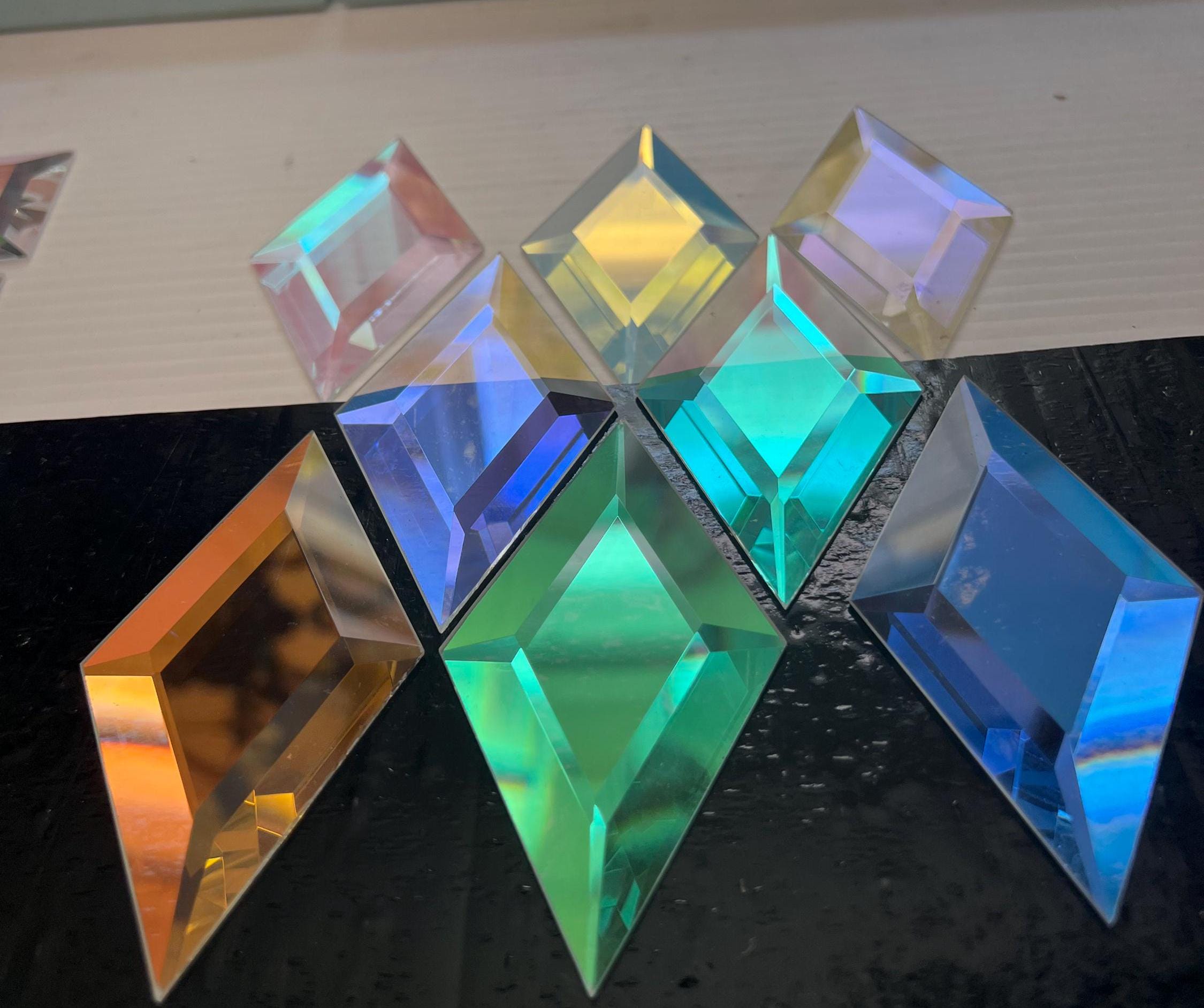 2” X 4” Dichroic Diamond Bevel , Jewel , Stained Glass , - Etsy