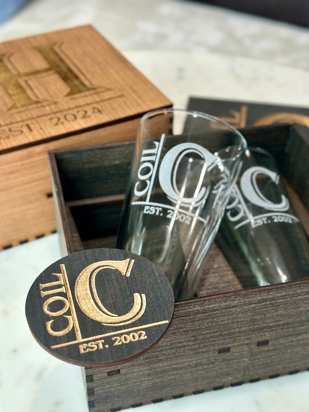 Personalized Beer Glass With Wooden Box, Custom Beer Glass, Engraved ...