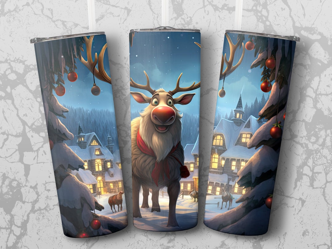 Sven Reindeer Christmas Theme 20 Oz Skinny Tumbler Sublimation Design ...