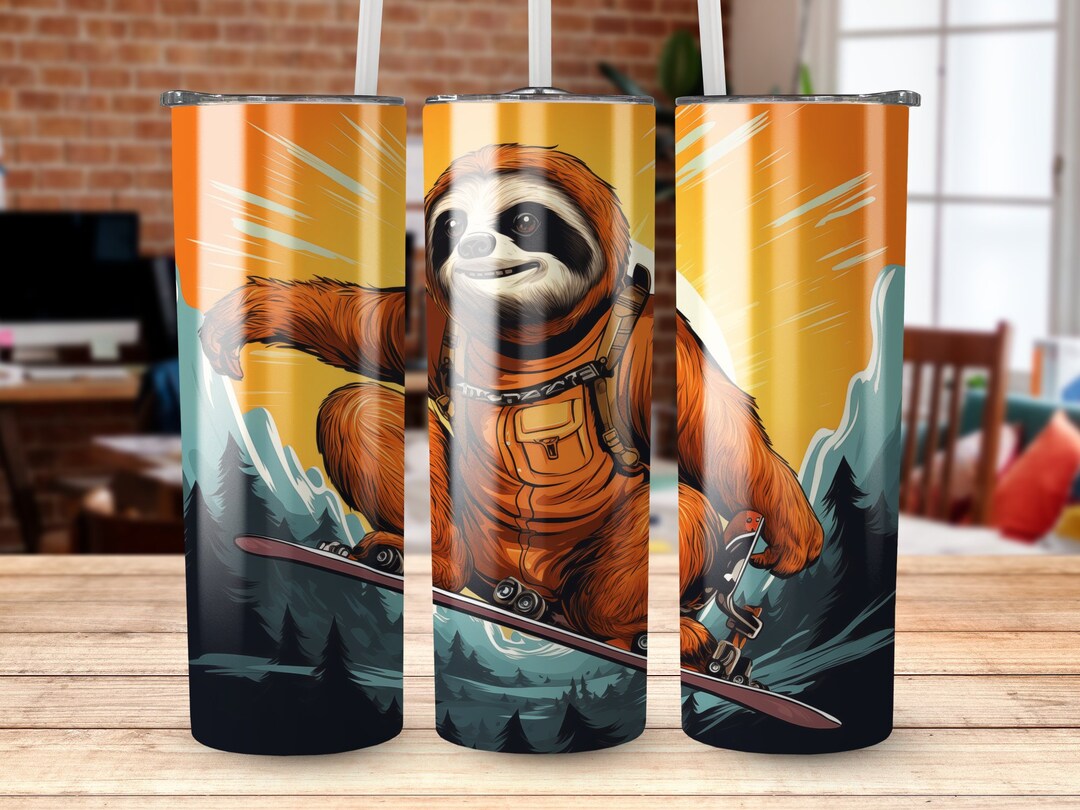 Snowboard Cute Sloth Mountain Scene 20 Oz Skinny Tumbler - Etsy