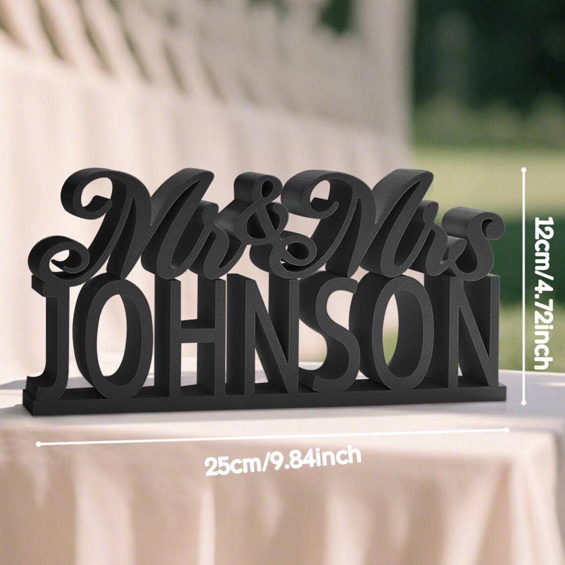 Personalized 3D Printed Mr and Mrs Table Sign Freestanding Last Name ...