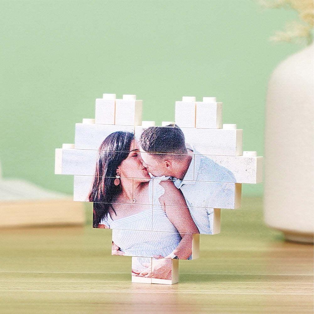 Custom Building Brick Heart Shaped Personalized Photo Block Puzzle - Etsy