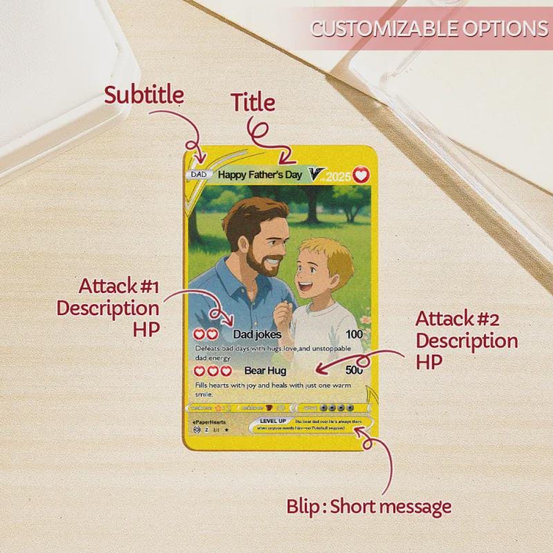 Father's Day Poke Card Custom Poke Card Gift for Dad Father's Day Gift ...