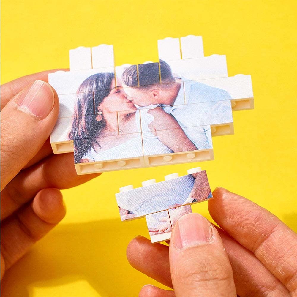 Custom Building Brick Heart Shaped Personalized Photo Block Puzzle - Etsy