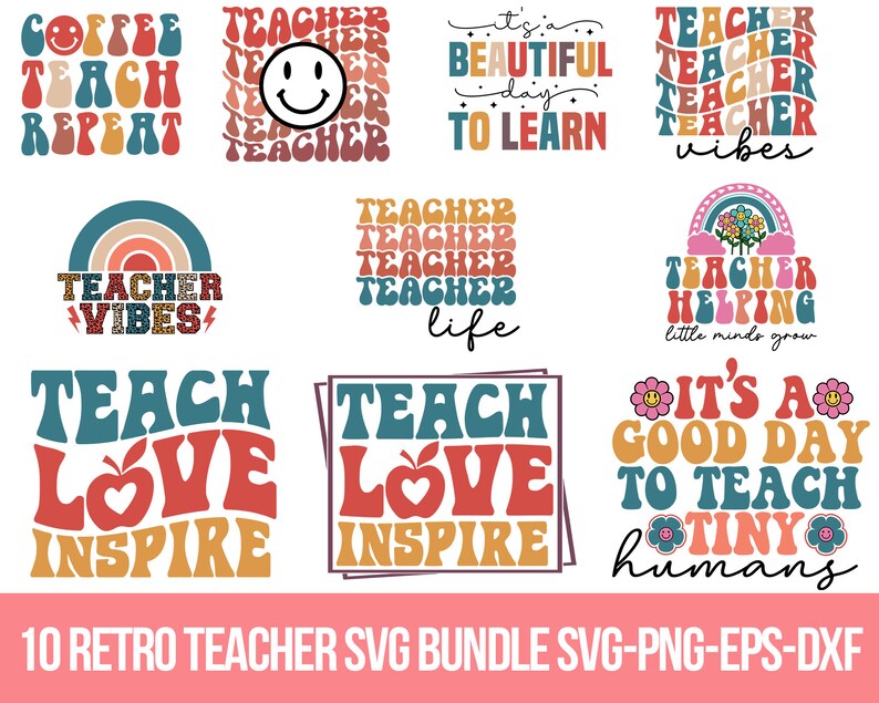 Retro Teacher Svg Bundle Teacher Svg Back to School Svg - Etsy