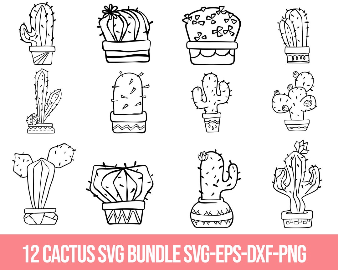 Cactus Pots Svg Bundle Succulents Svg Cactus Svg Potted Plants Svg ...