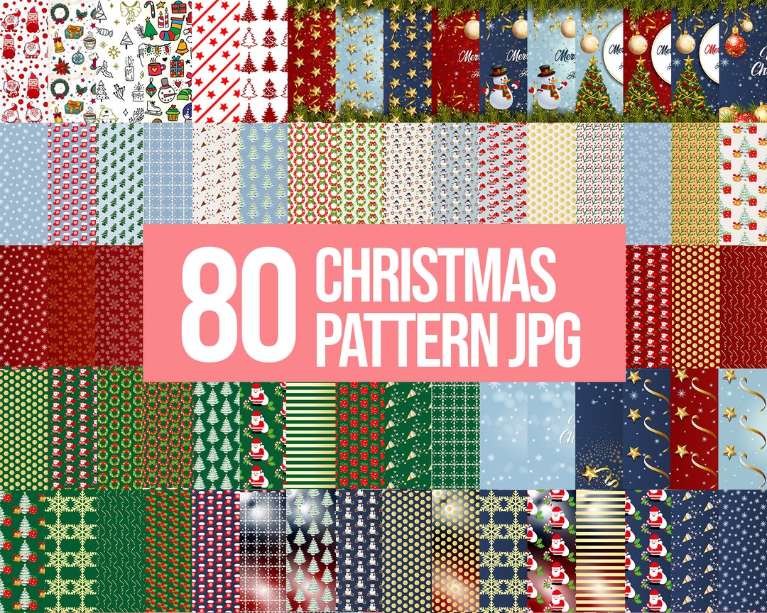 Christmas Digital Paper Mega Bundle 80 Digital Papers, Christmas Print ...