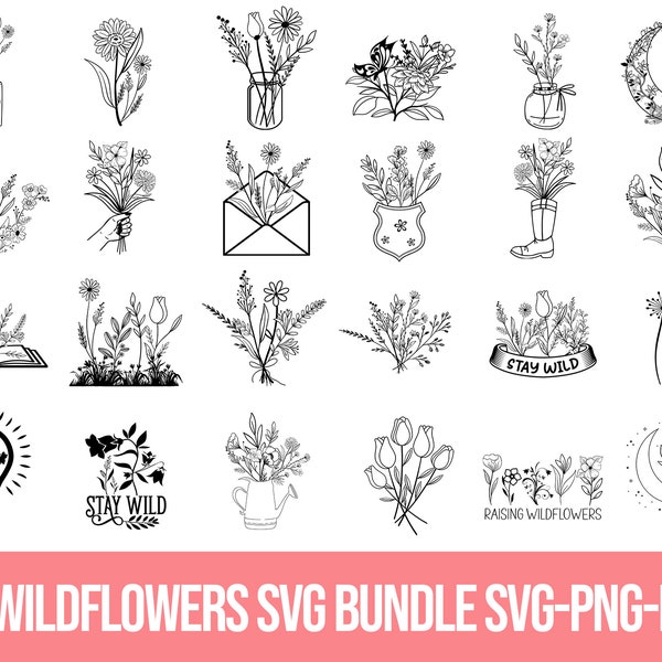 Wildflower Row Svg - Etsy
