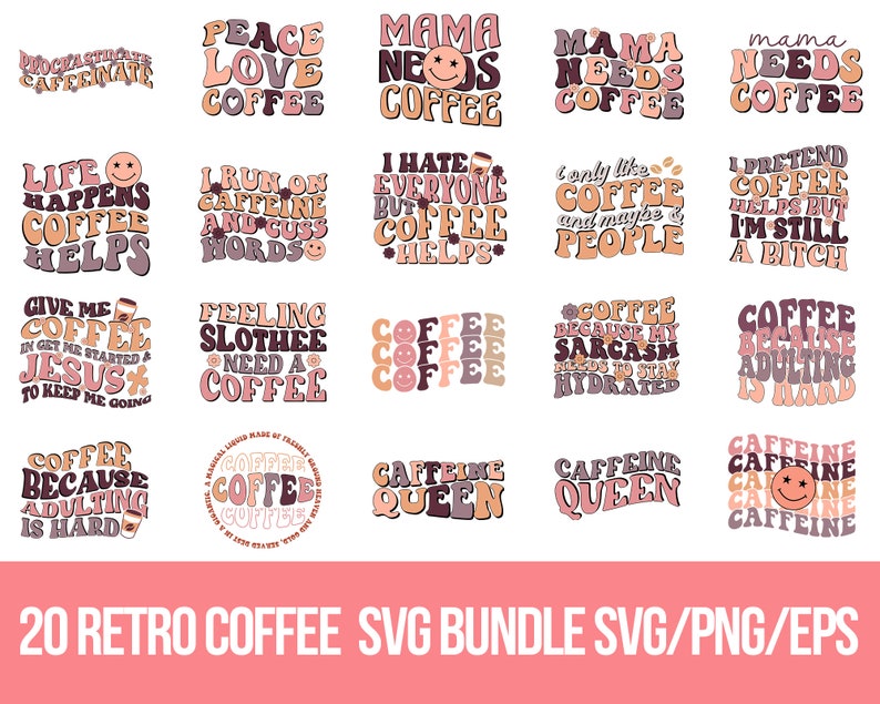 Retro Coffee Svg Coffee Svg Iced Coffee Svg Wavy Coffee - Etsy