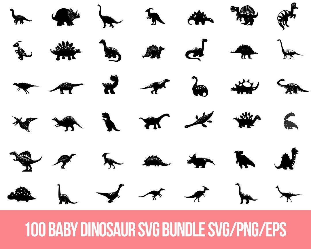 Baby Dinosaur Svg Bundle Dinosaur Clipart Png Dinosaur Silhouette Svg ...