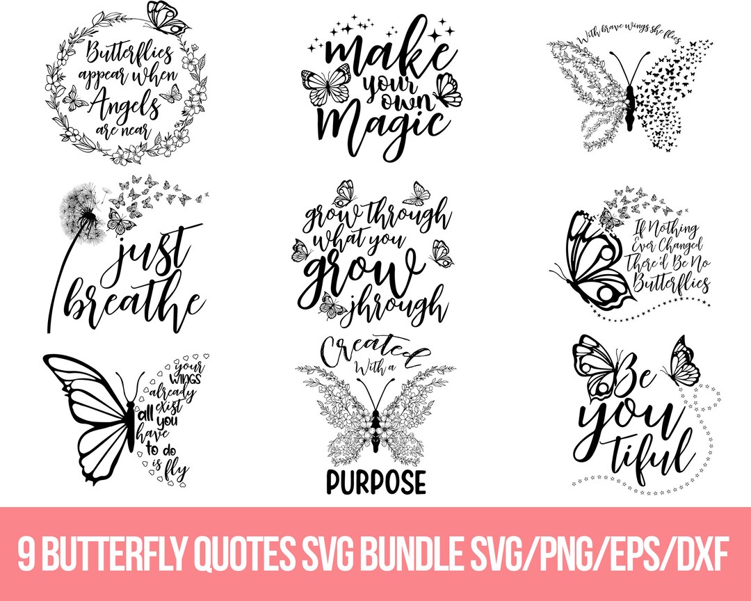 Butterfly Quotes Svg, Butterfly Svg Bundle, Layered Butterfly Bundle ...