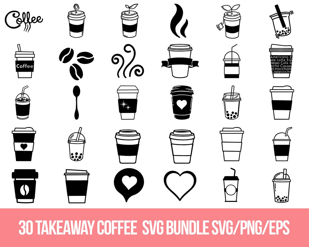 Takeaway Coffee Cup Svg,dxf,mug,bundle,coffee Tumbler Svg, Coffee Bean ...