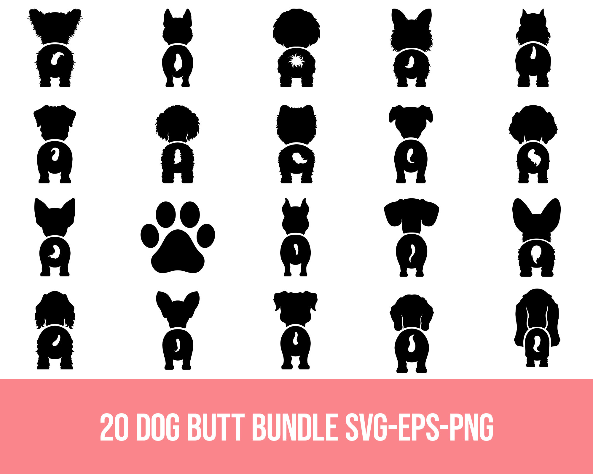 Dog Butt Dog Silhouette Svg Digital Download Dog Svg Bundle Glowforge ...