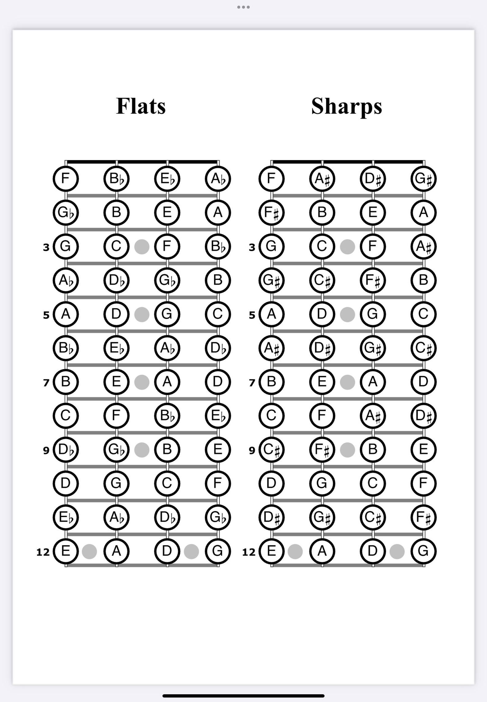 PRINTABLE BASS DIAGRAM (flats and Sharps) - Etsy
