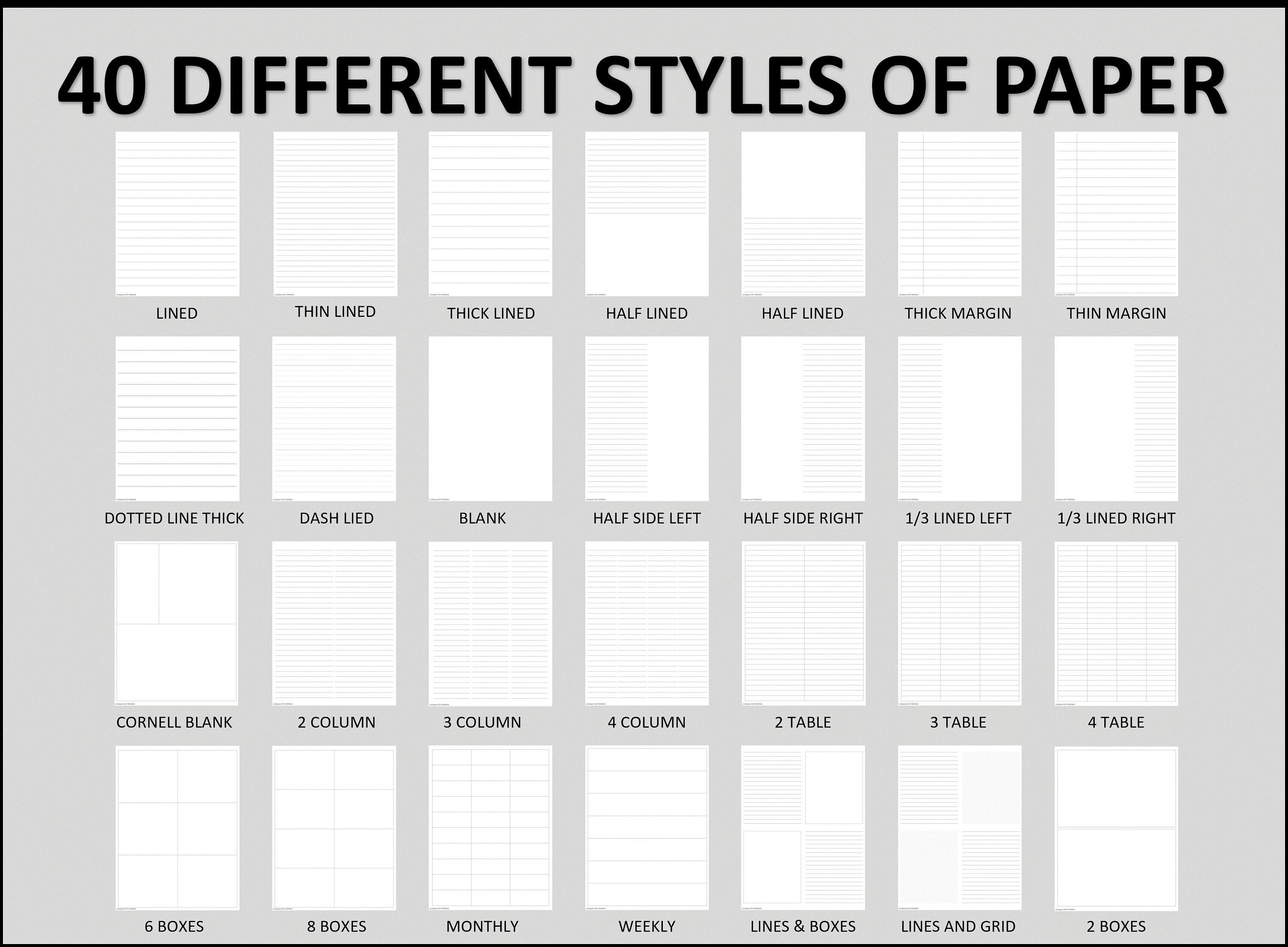 2000 Digital Notepaper Templates Notetaking, Portrait Note Papers ...