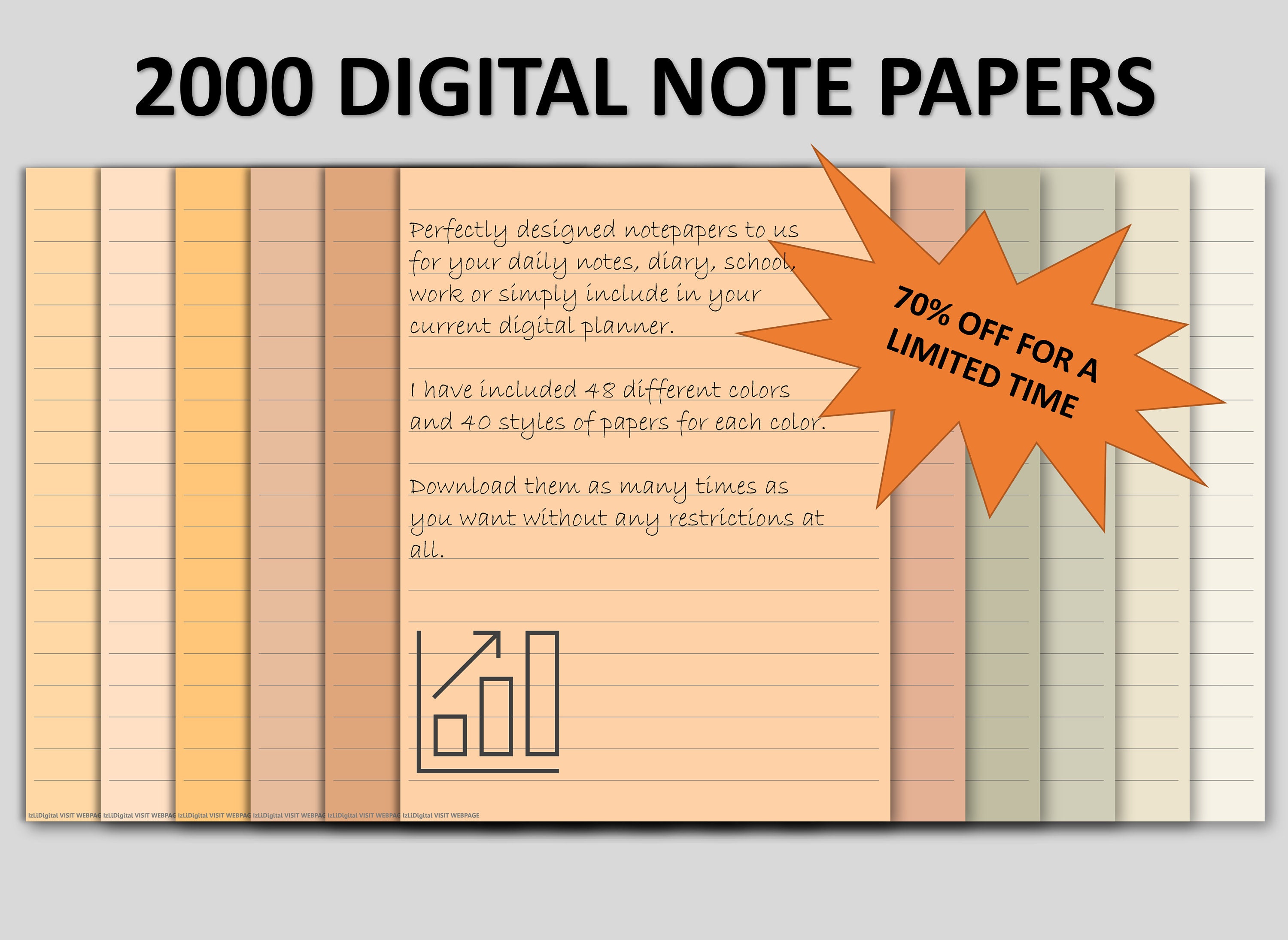 2000 Digital Notepaper Templates Notetaking, Portrait Note Papers ...