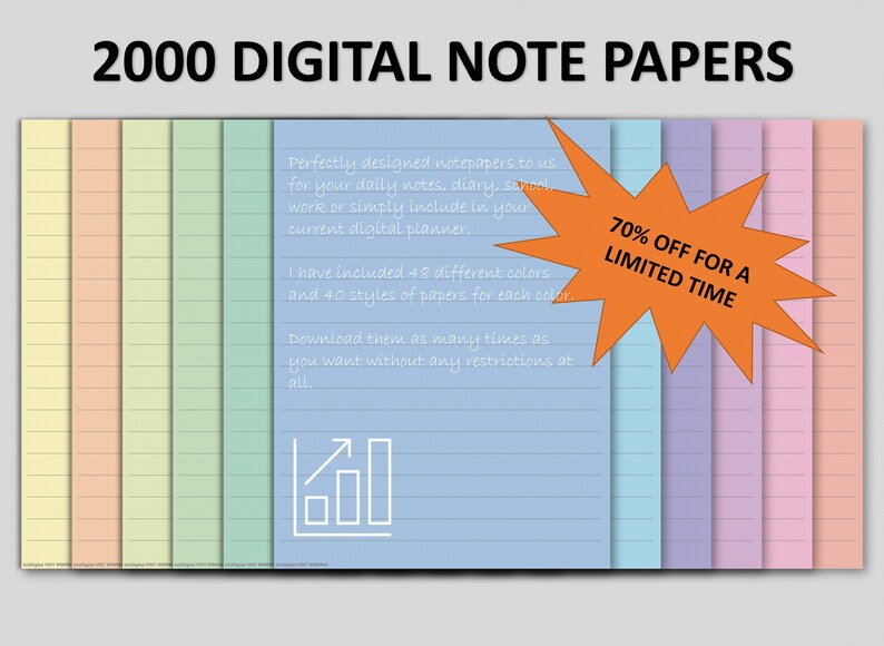 2000 Digital Notepaper Templates Notetaking, Portrait Note Papers ...
