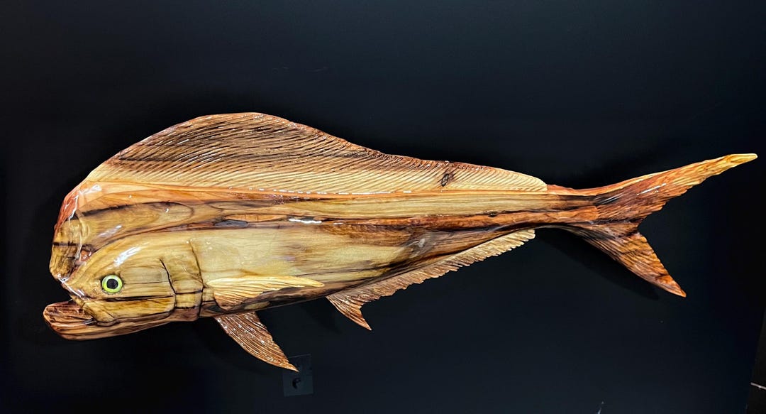 Mahi, Hand Carved Wood, Handmade Wall Art, Fish Wall Hanging Ocean Wall ...