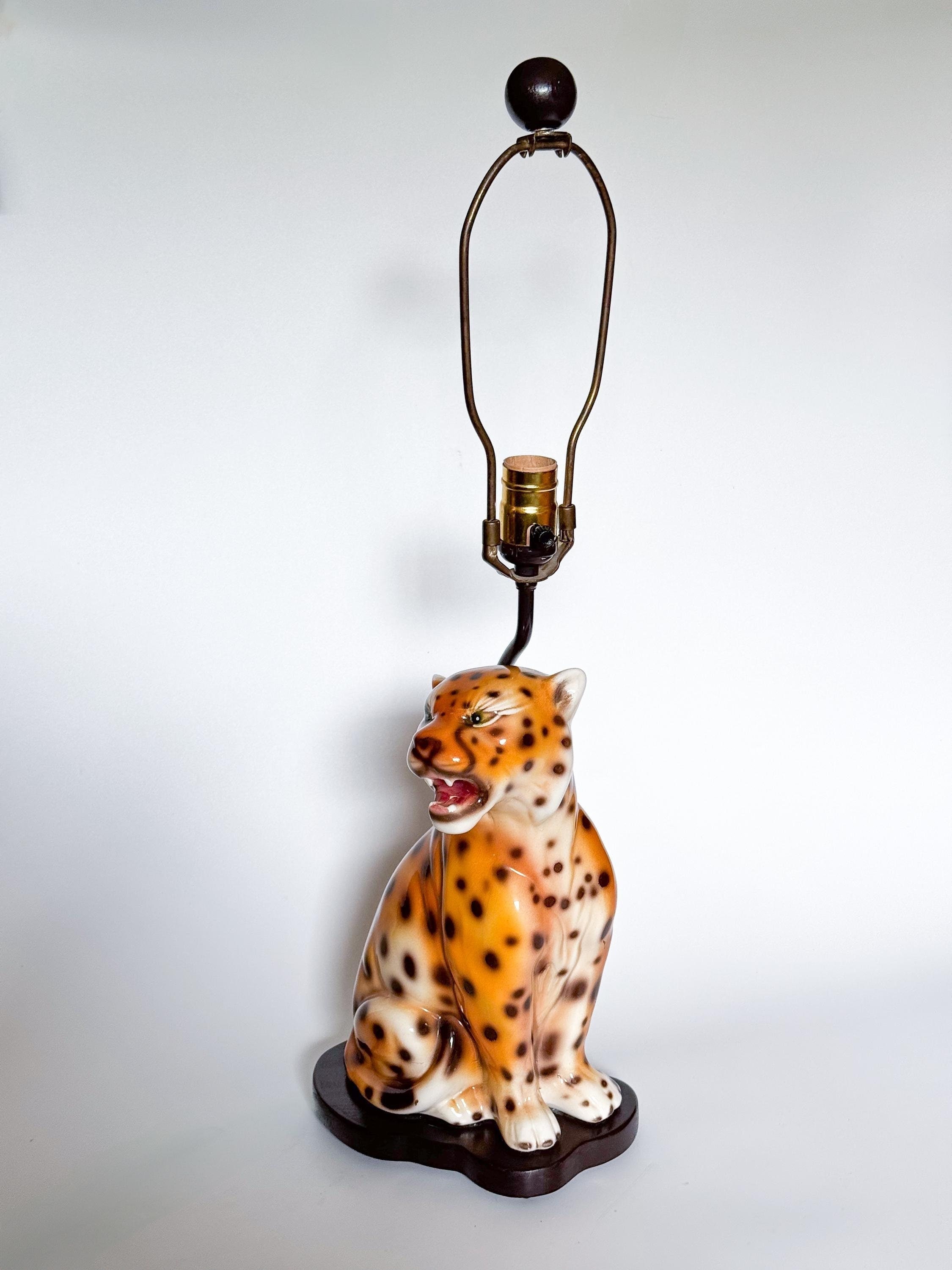 Mid Century Leopard Cheetah Ceramic Table Lamp Portuguese 1970s - Etsy