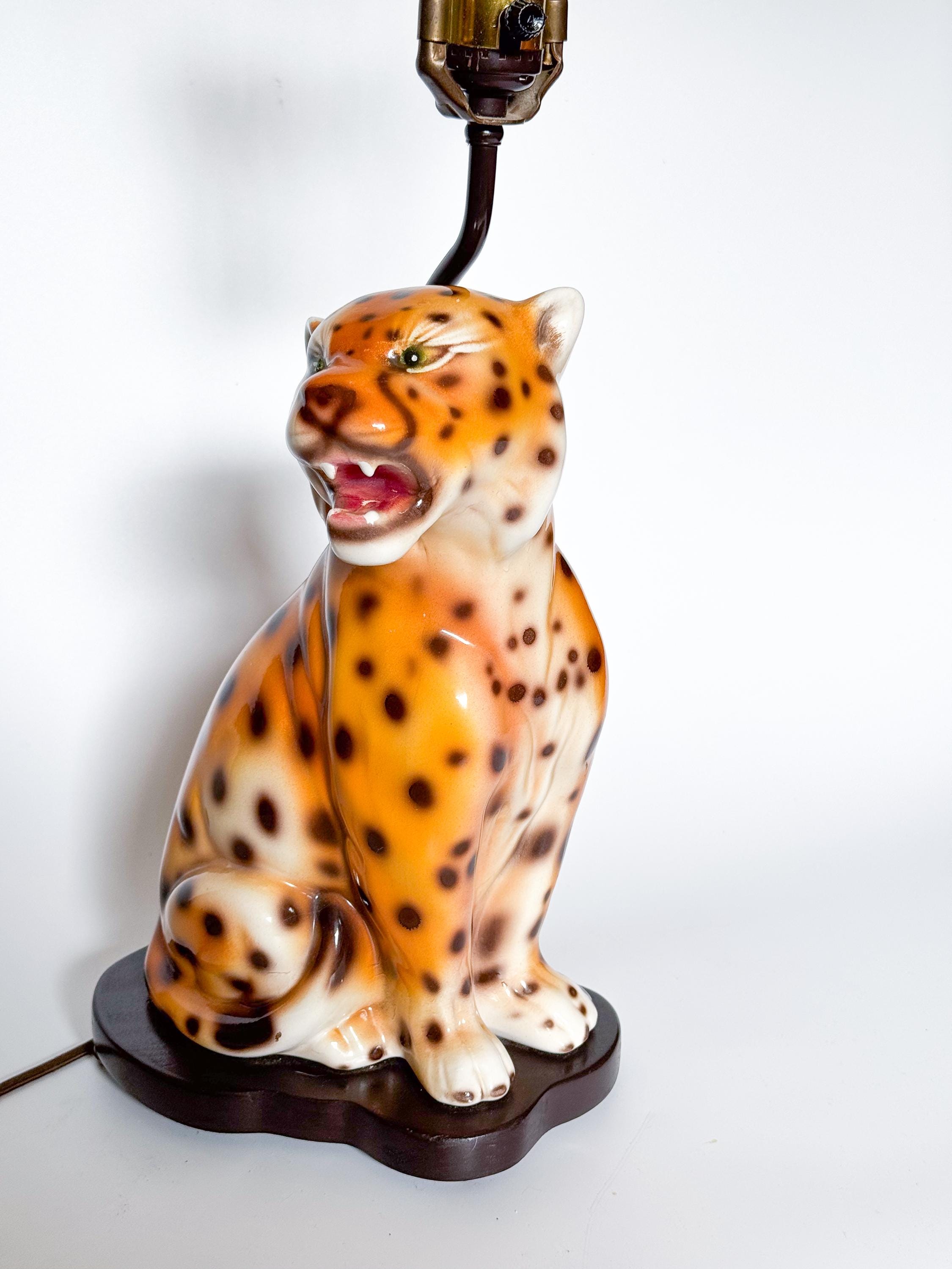 Mid Century Leopard Cheetah Ceramic Table Lamp Portuguese 1970s - Etsy