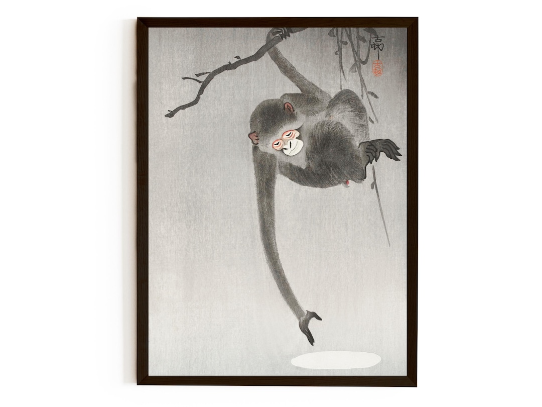 Ohara Koson Monkey Art Print | Vintage Japanese Woodblock Reproduction ...