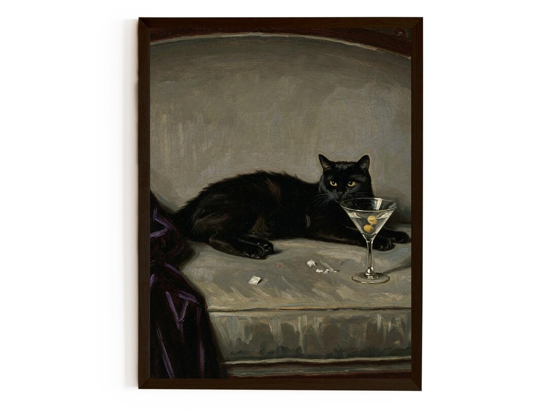 Black Cat Martini Art Print: Whimsical Cocktail Lover Gift *US Orders ...