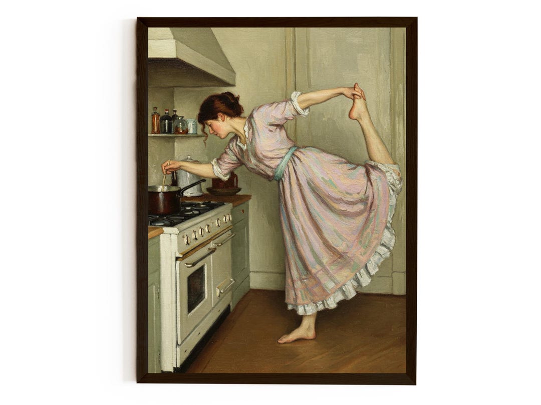 Woman Cooking Art Print - Whimsical Kitchen Decor - Vintage Kitchen Art ...