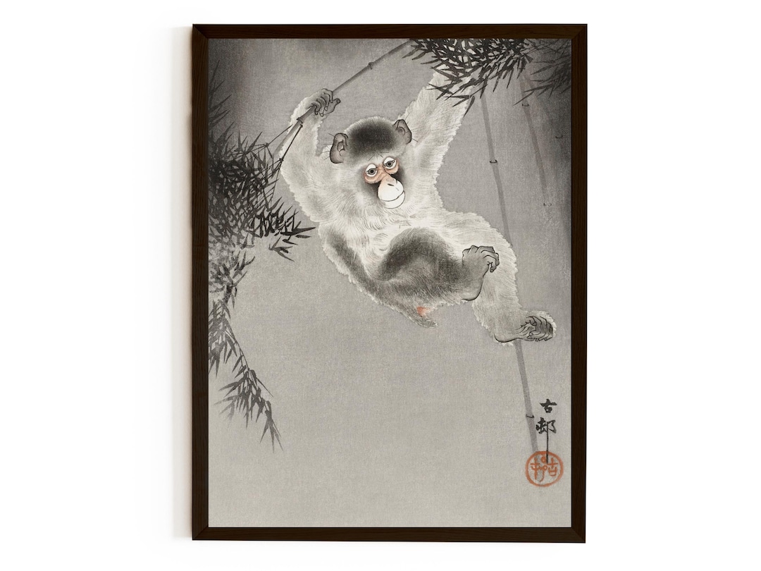 Ohara Koson Monkey Woodblock Print | High Quality Japanese Vintage ...