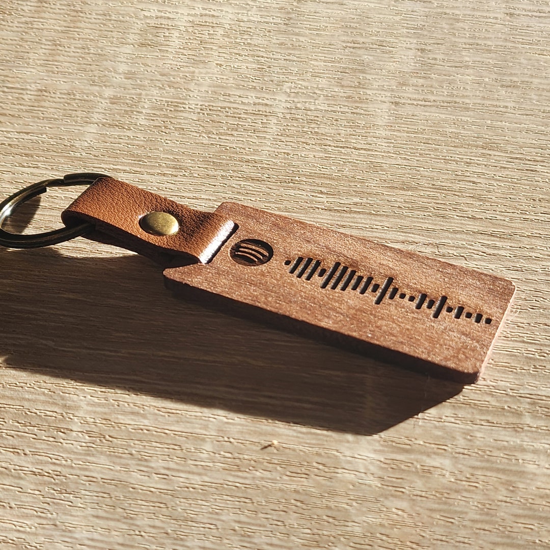 Spotify Keychain Rustic Wood Design | Personalized Song Keychain ...