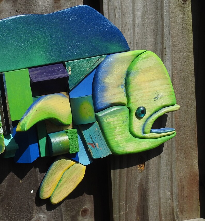 Mahi Mahi Big Block Dolphin Caribbean Swimmer One of a - Etsy