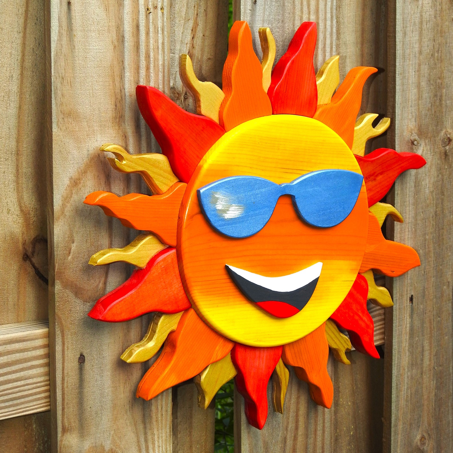 Smiling Mr. Sun - Salvaged Wood Art - OOAK - Merry Old Sol - Colorful ...