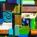 Blue Heart Big Block Heart Love Collage of Wooden Blocks Colorful Blues ...