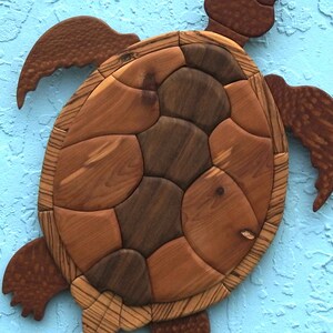 Large Sea Turtle - Intarsia - Beach House - One of a Kind Handmade ...