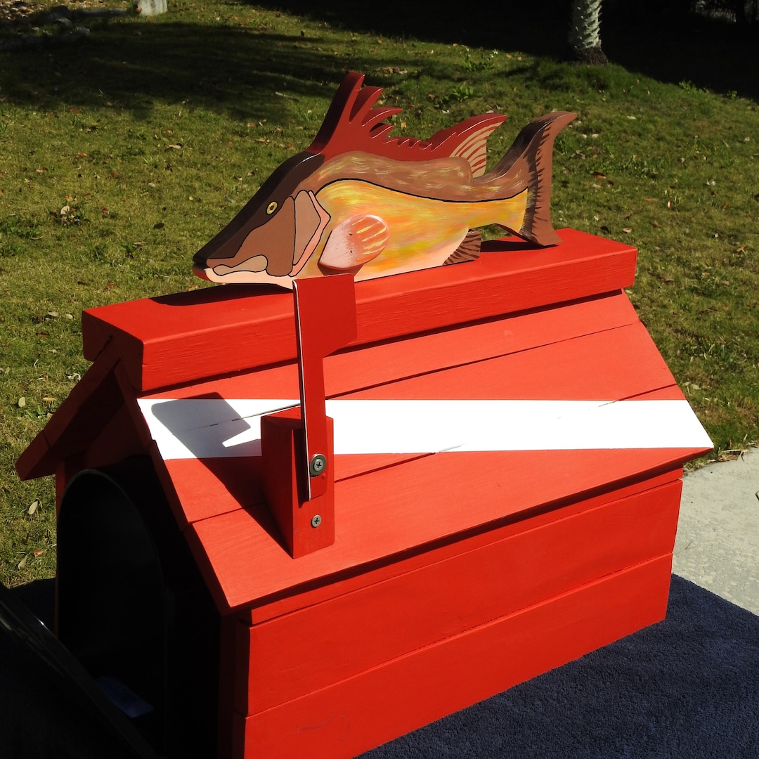 Hogfish Mailbox - Chalet Style Wooden Mailbox With Topper - Sea Life ...