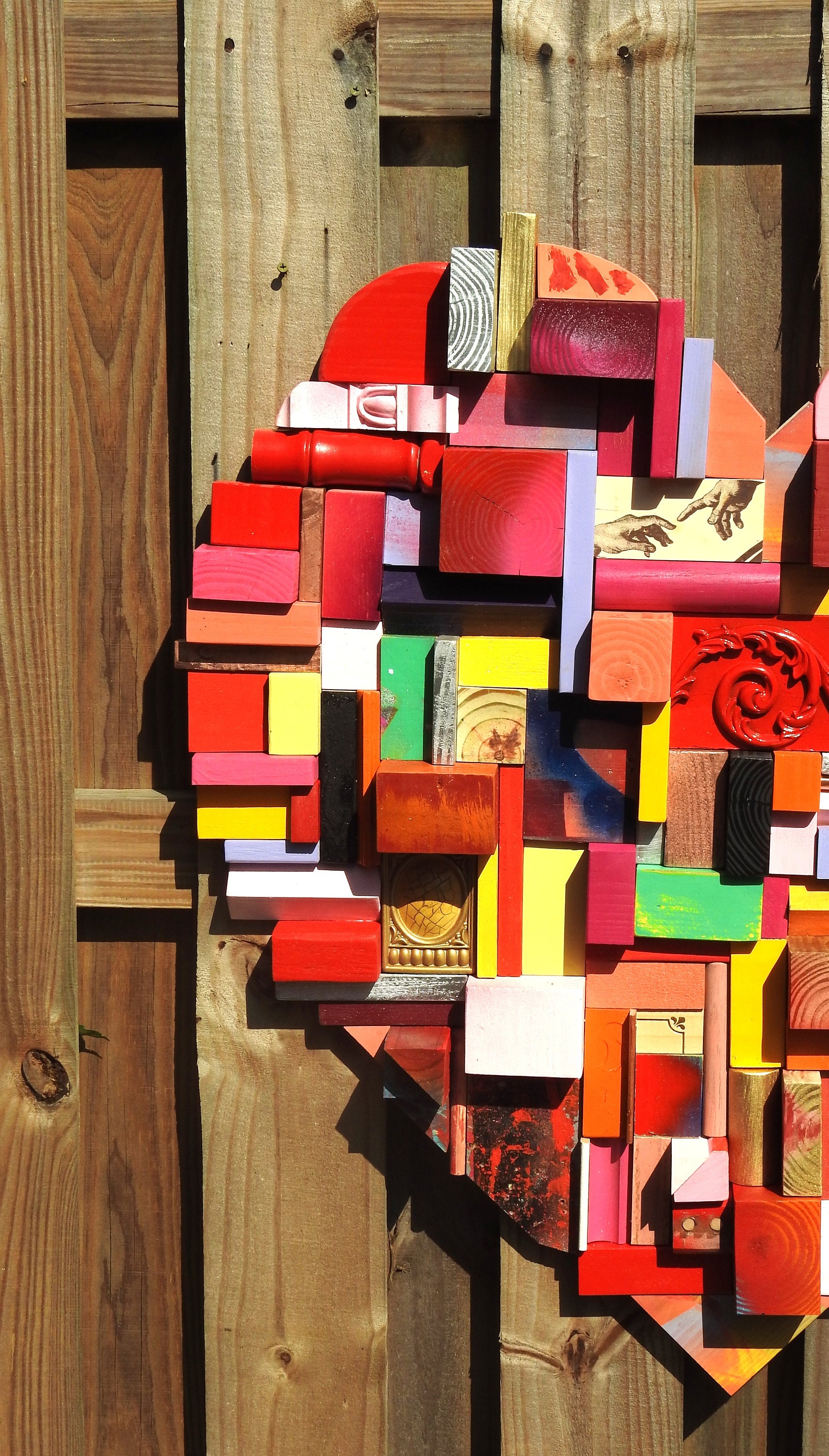 Big Red Heart Wall Art - Love - Collage of Wood Blocks - Colorful Red ...
