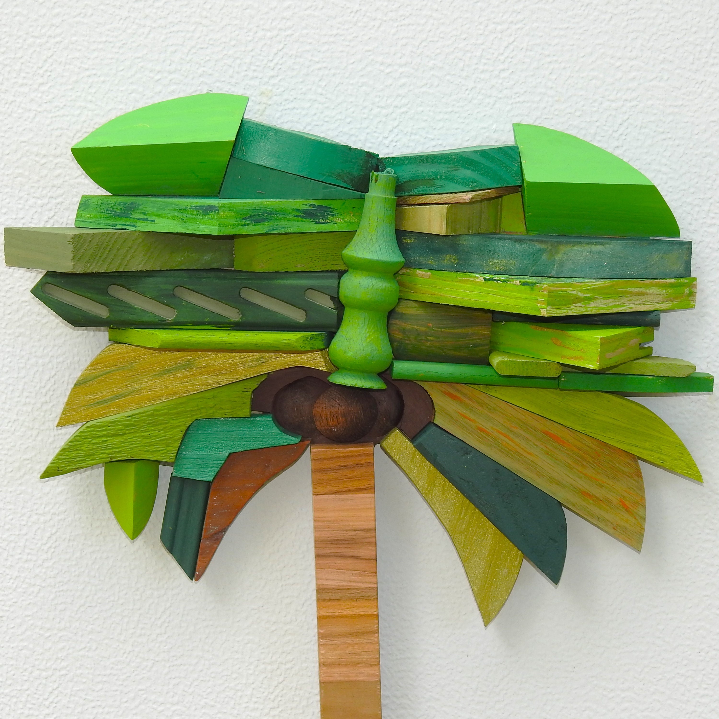Small Coconut Palm Tree Wall Sculpture - Recycled Wood - 3D Wood Wall ...