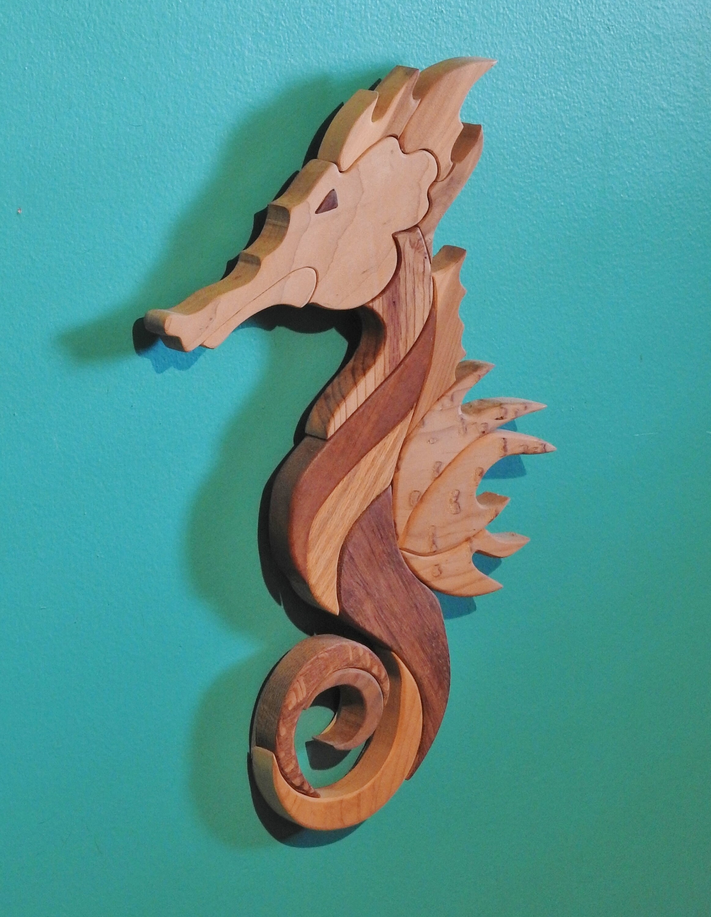 Large Intarsia Seahorse - Caribbean Swimmer - One of a Kind - Hand Made ...