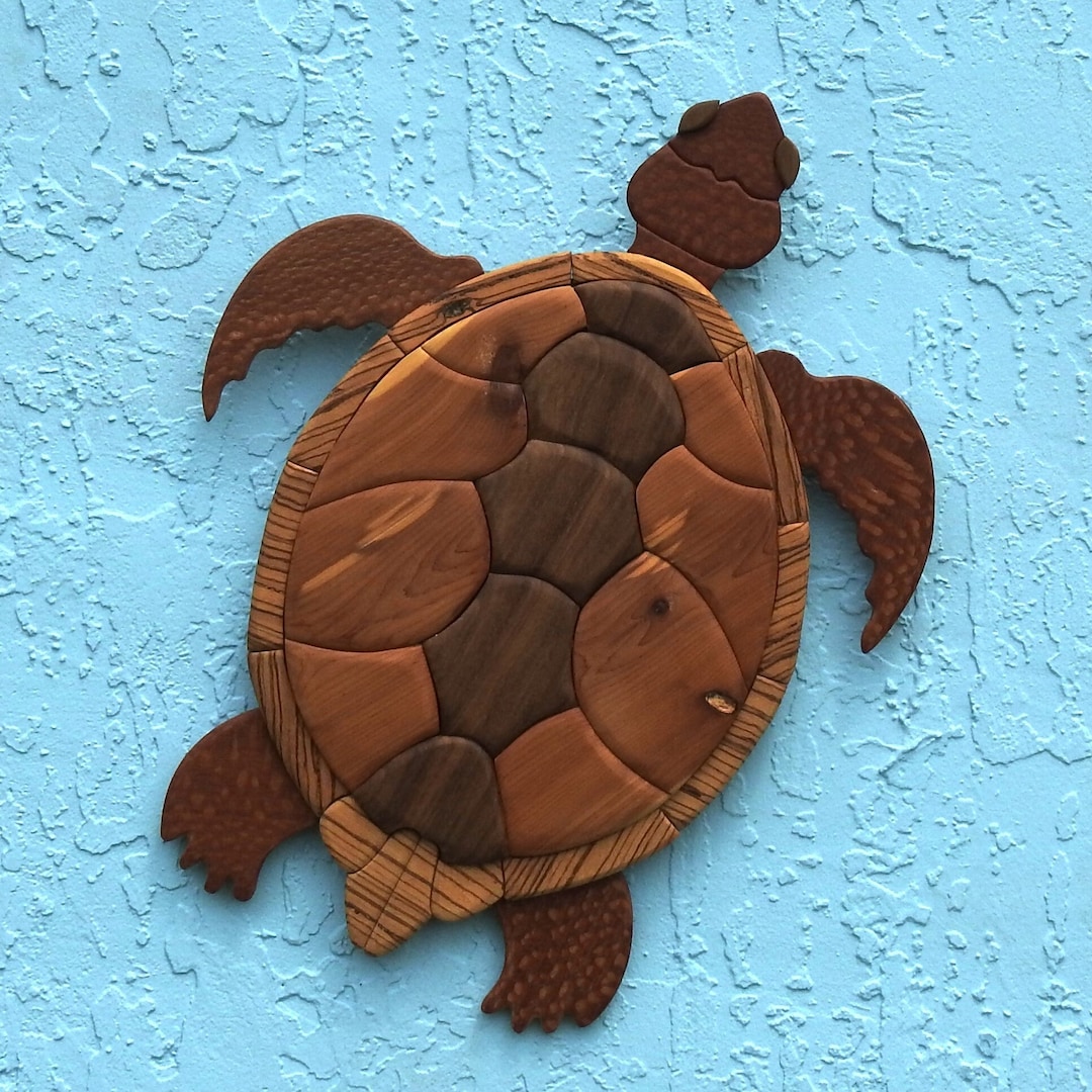 Large Sea Turtle - Intarsia - Beach House - One of a Kind Handmade ...