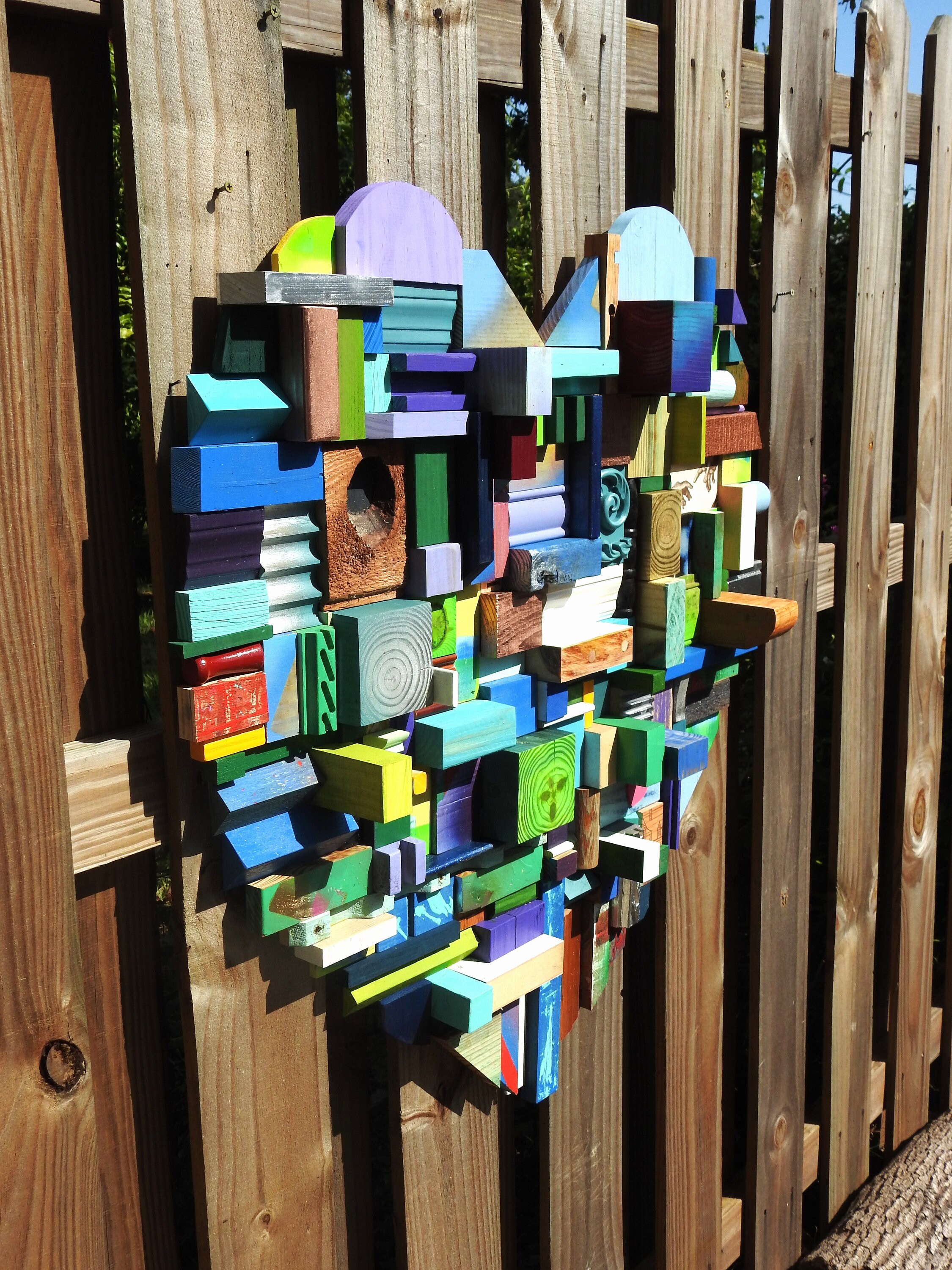 Blue Heart Big Block Heart Love Collage of Wooden Blocks Colorful Blues ...