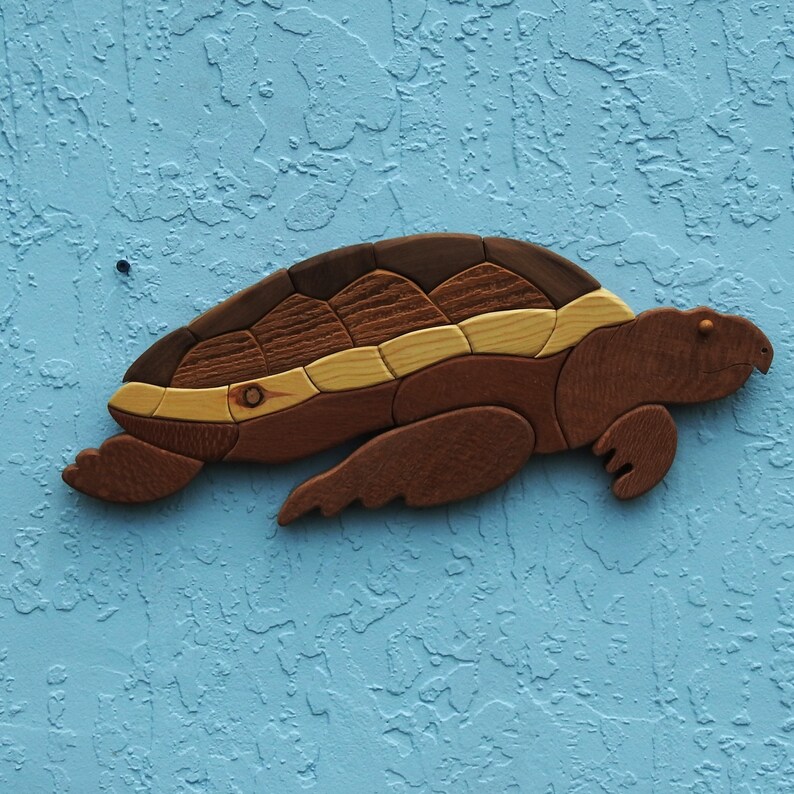 Sea Turtle Wood Art - Large Right Facing Sideways Turtle - Wood ...