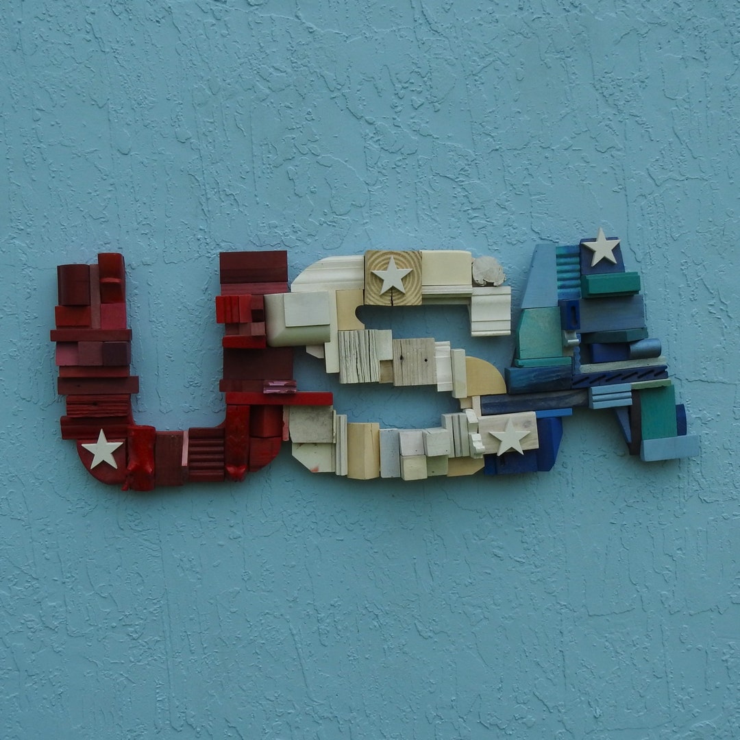 Patriotic USA Letters - Big Block Capital Letters - Colorful Wall Art ...