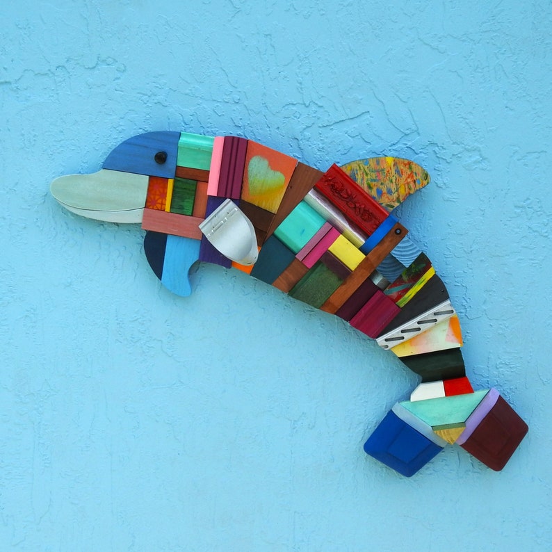 Colorful Big Block Dolphin Wall Art Ocean Animals Sea Life Salt Life ...