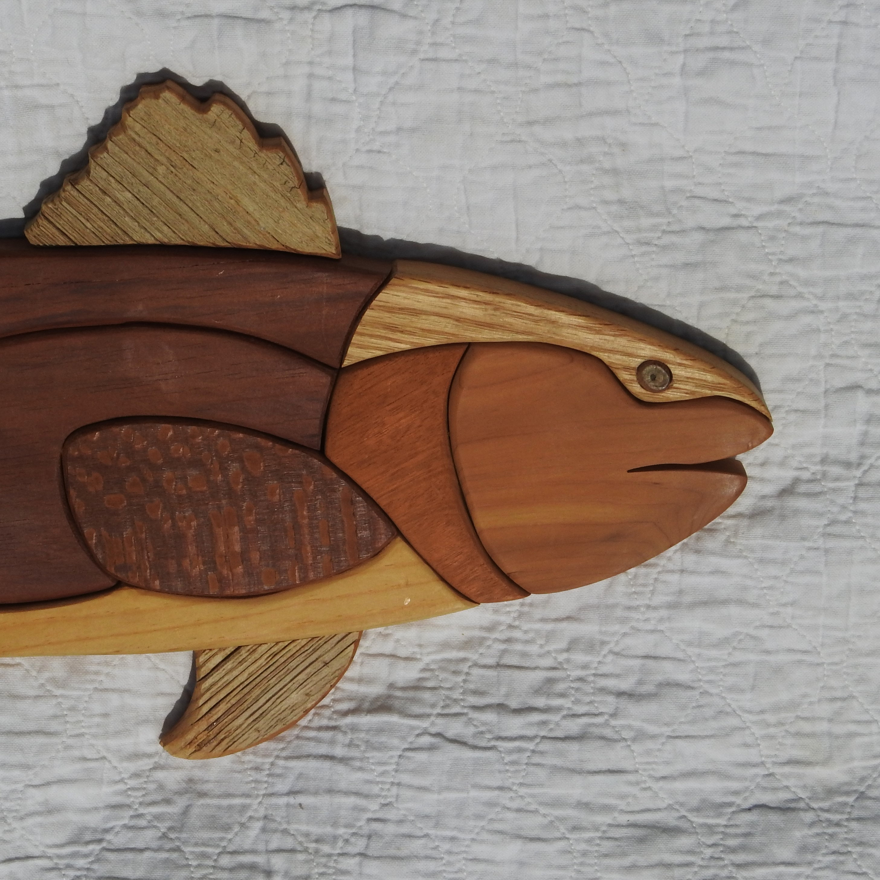 Red Fish - Red Drum - Natural Wood Fish Intarsia - One of a Kind - Hand ...
